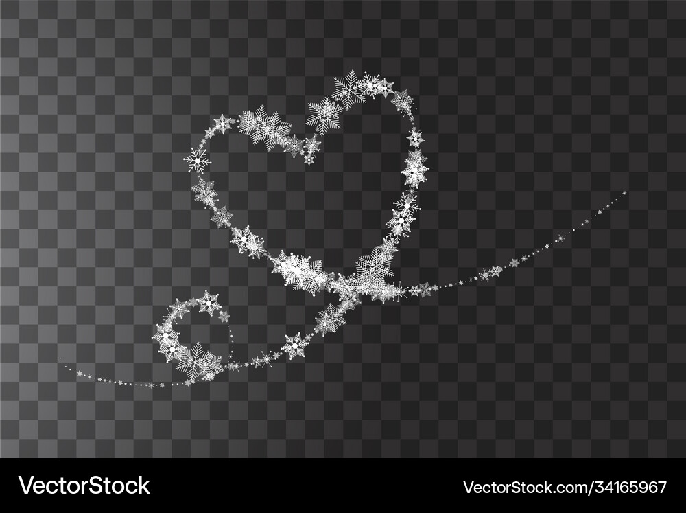 Heart shaped snowflakes in a flat style Royalty Free Vector