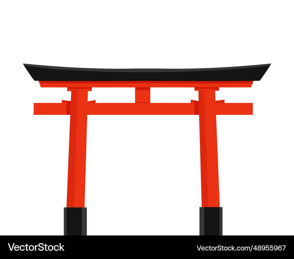 Japanese traditional red torii gate Royalty Free Vector