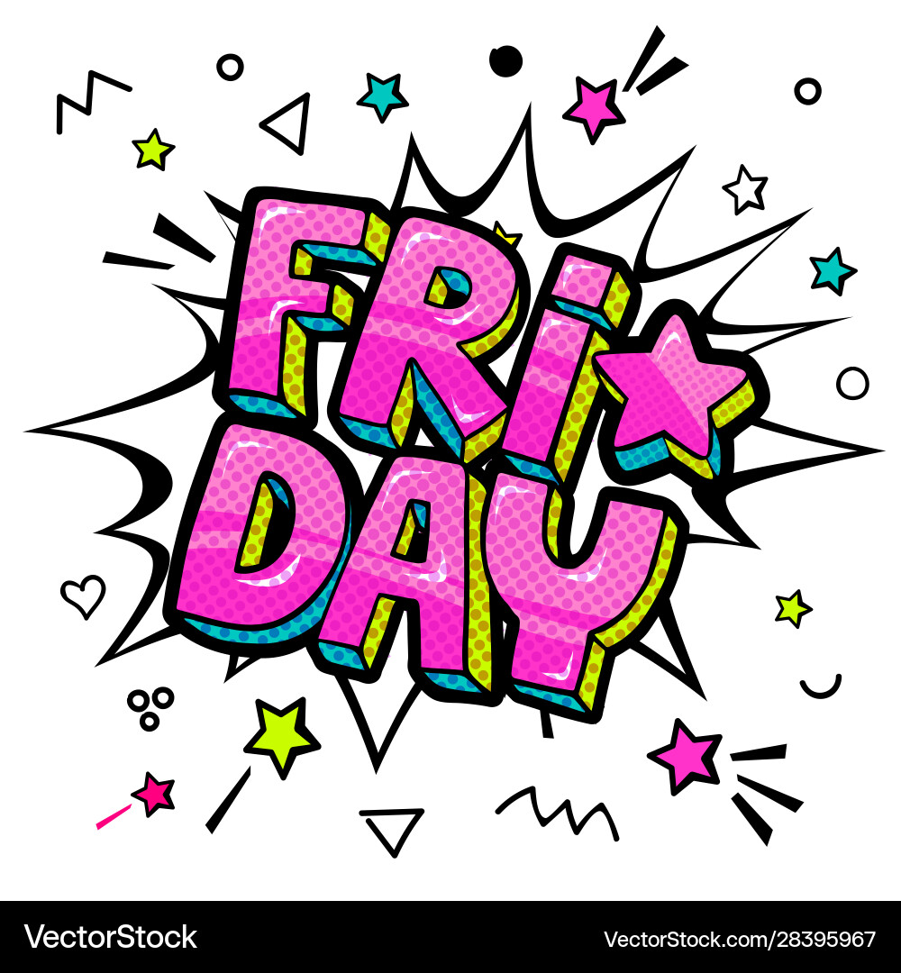 Lettering friday week day pop art style Royalty Free Vector