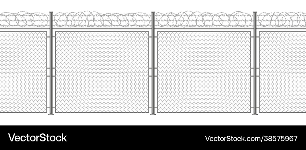 Metallic barbed wire fence secured razor Vector Image