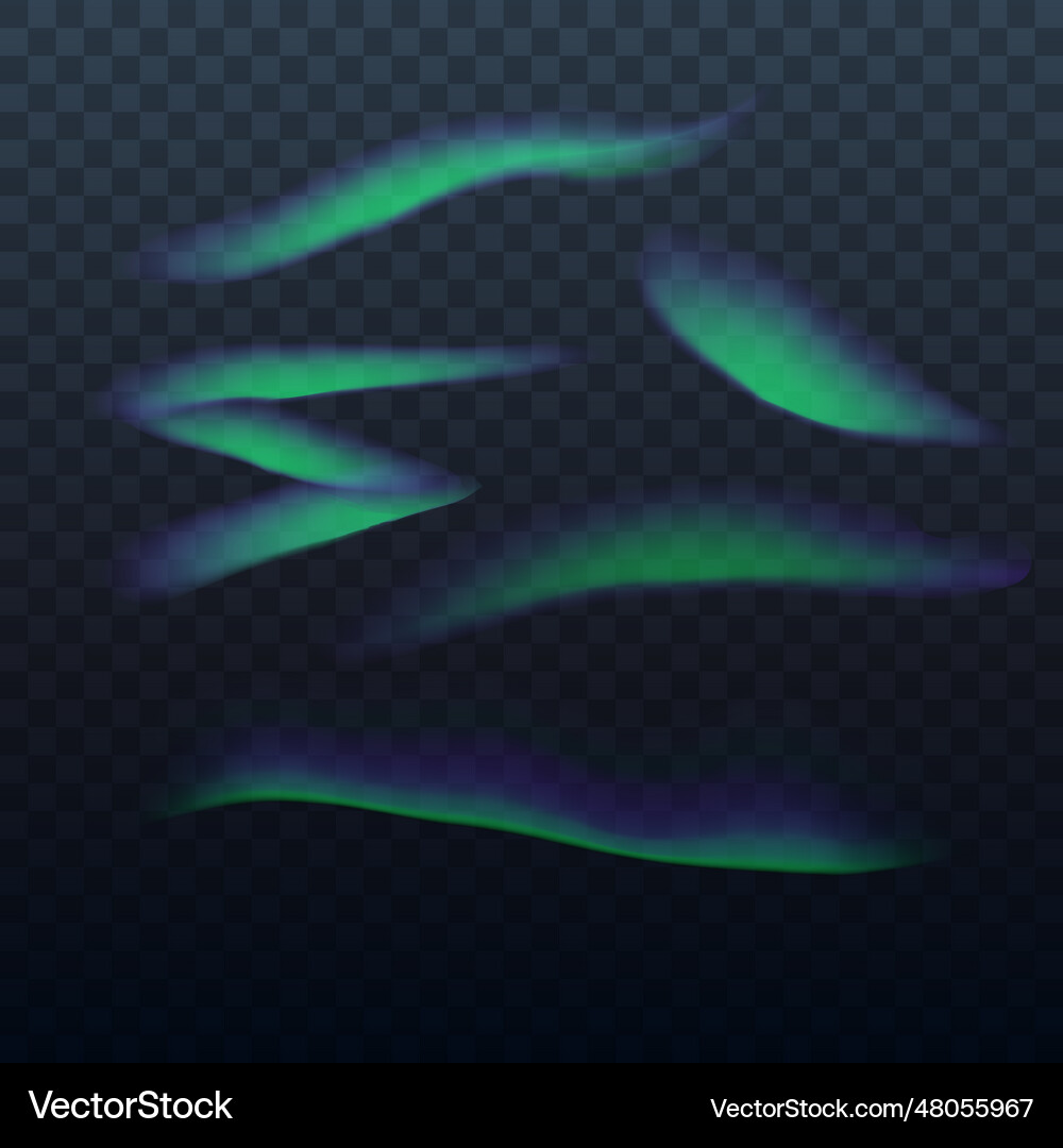 Northern lights set abstract borealis polar Vector Image