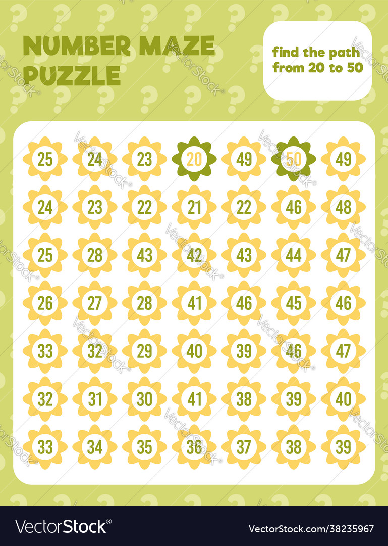 Number maze Royalty Free Vector Image - VectorStock