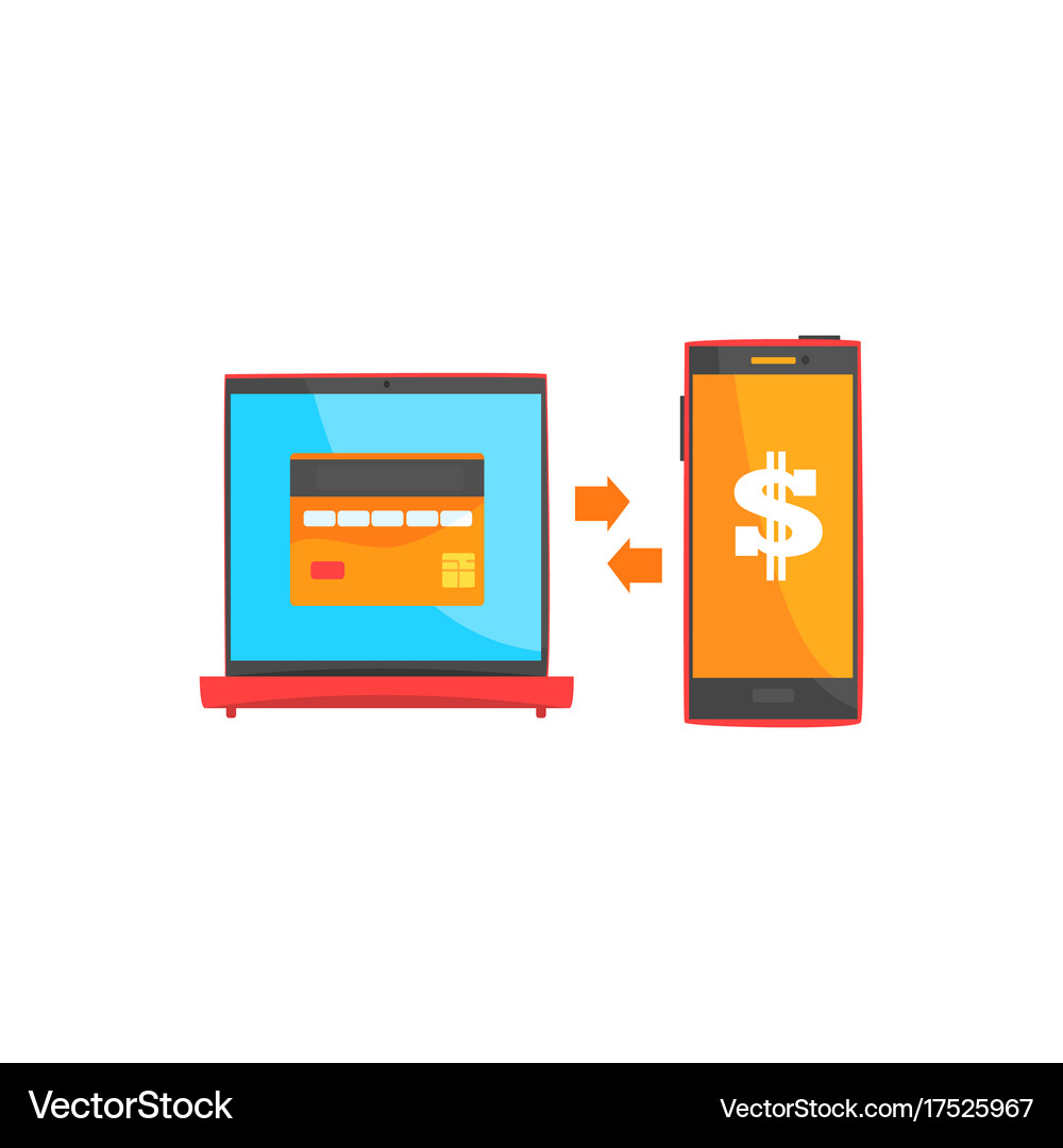 Payment transaction with smartphone and laptop Vector Image