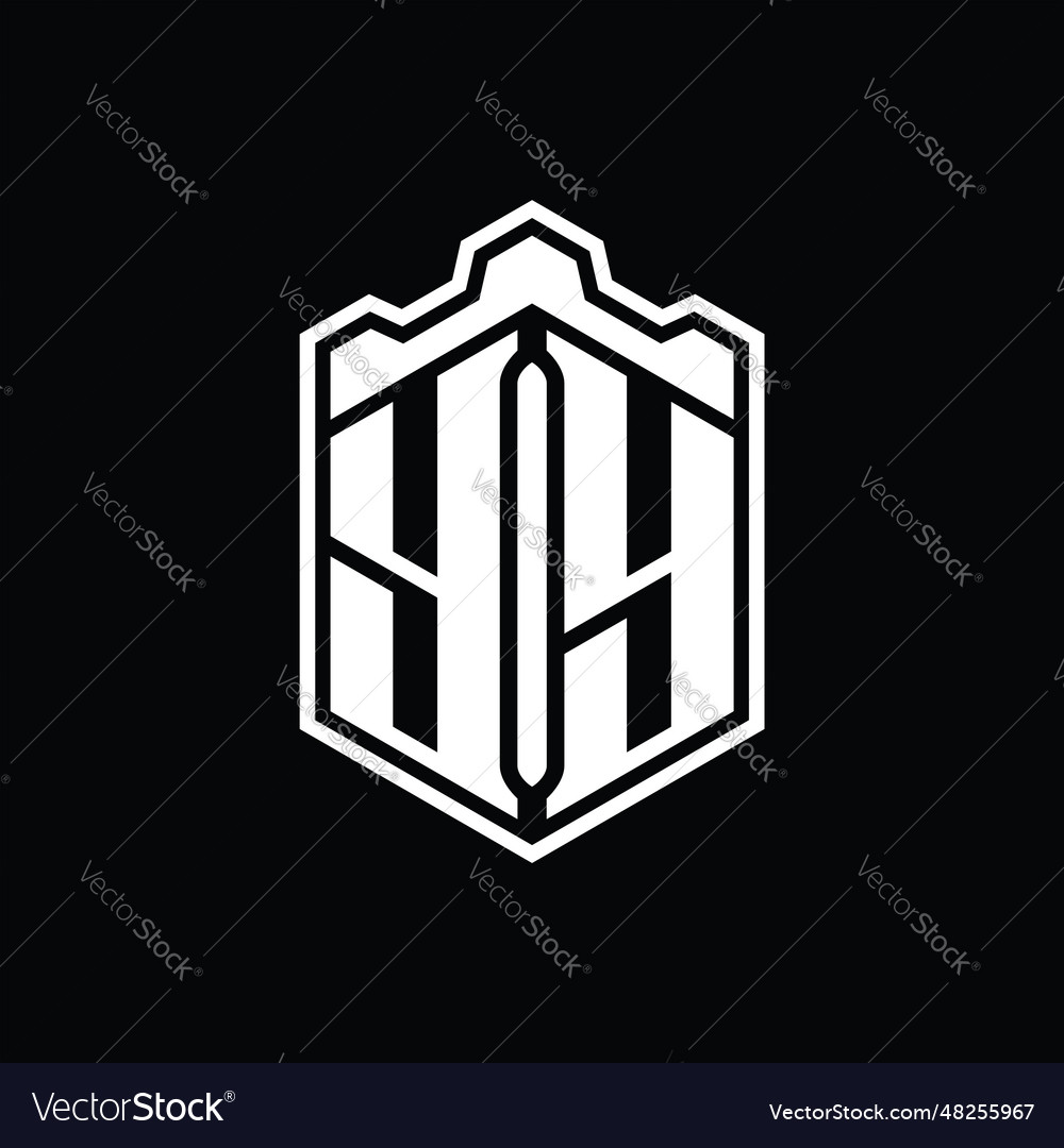 Yy letter logo monogram hexagon shield shape Vector Image