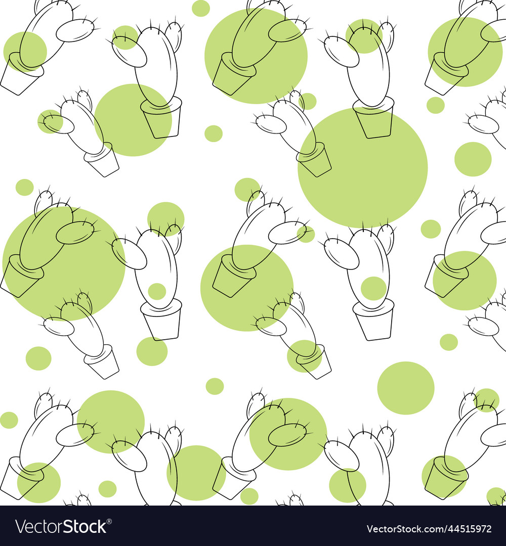 Abstract background of green circles and cactus Vector Image