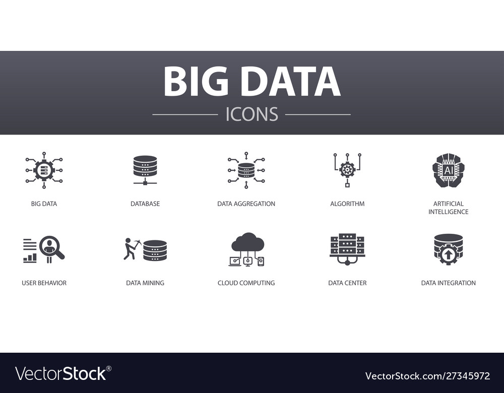 Big data simple concept icons set contains Vector Image
