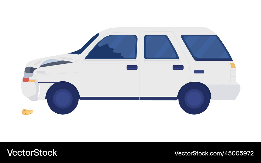 Broken auto after collision semi flat color object