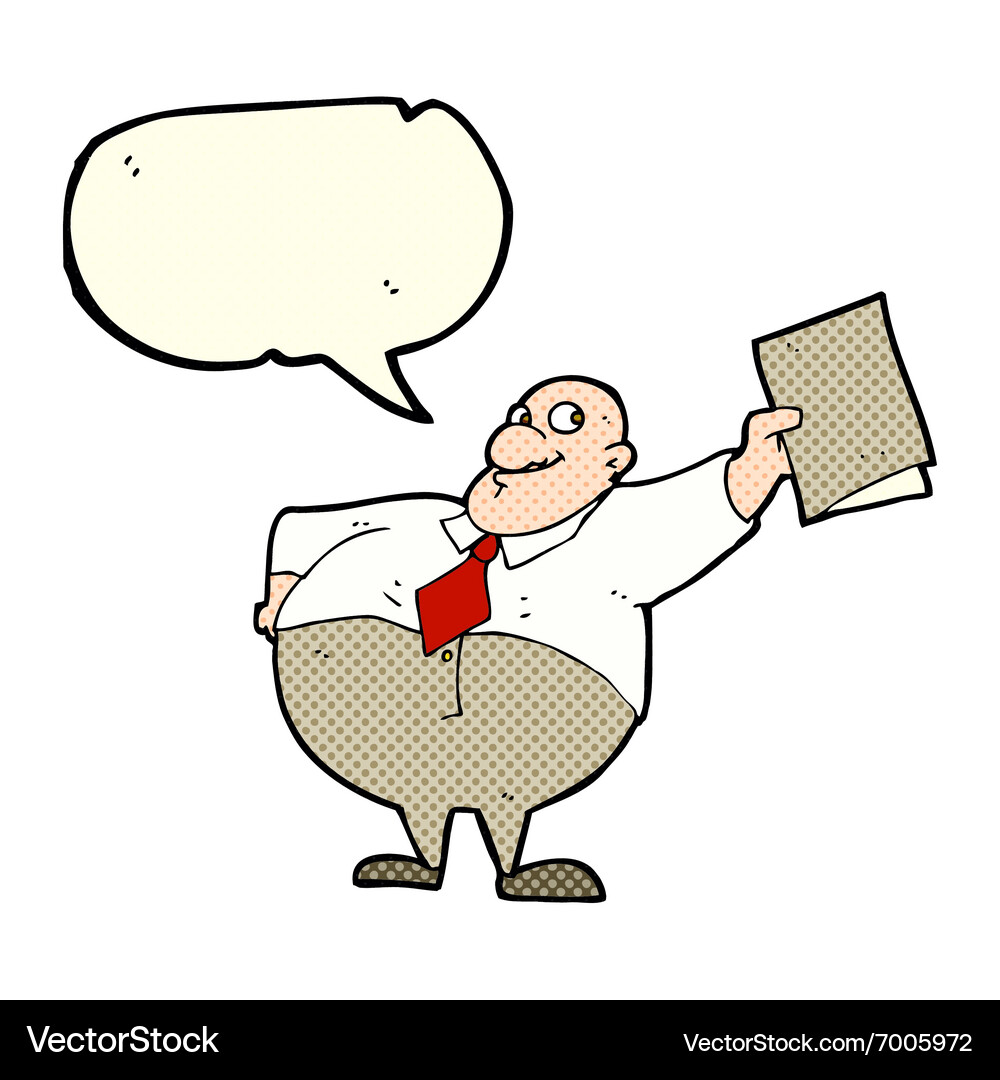 Cartoon happy boss with file speech bubble Vector Image