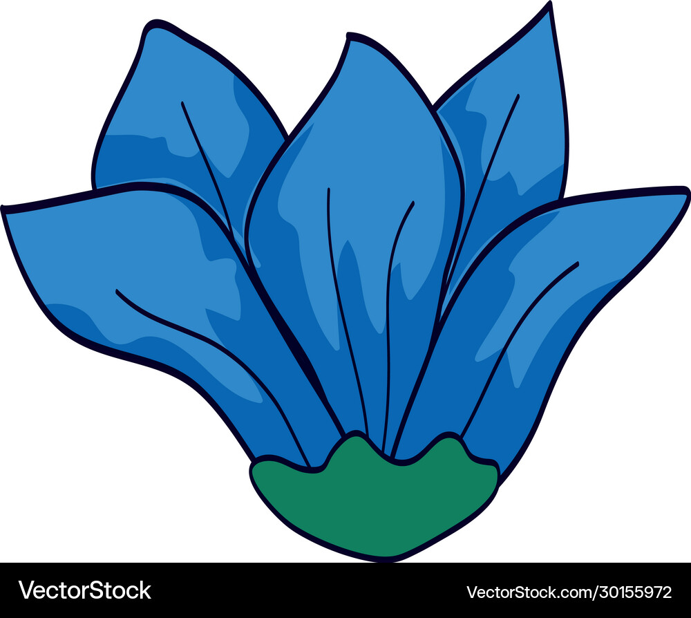Cute flower blue color isolated icon Royalty Free Vector