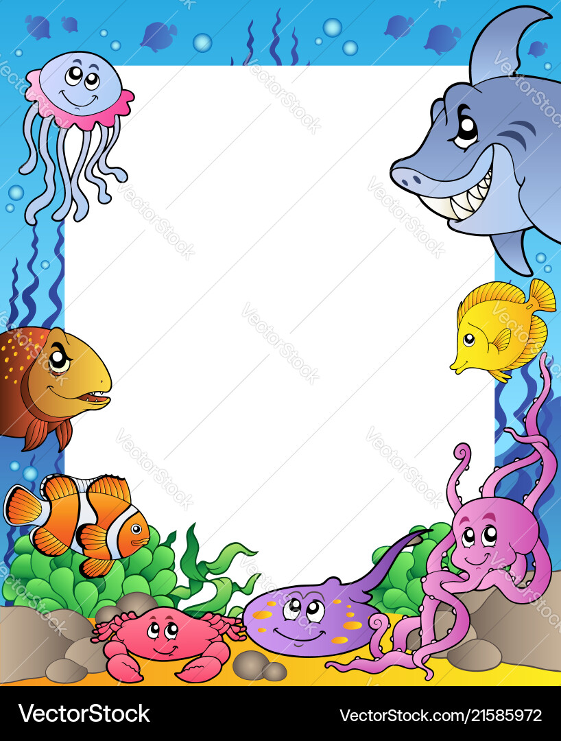 Frame with sea fishes 1 Royalty Free Vector Image