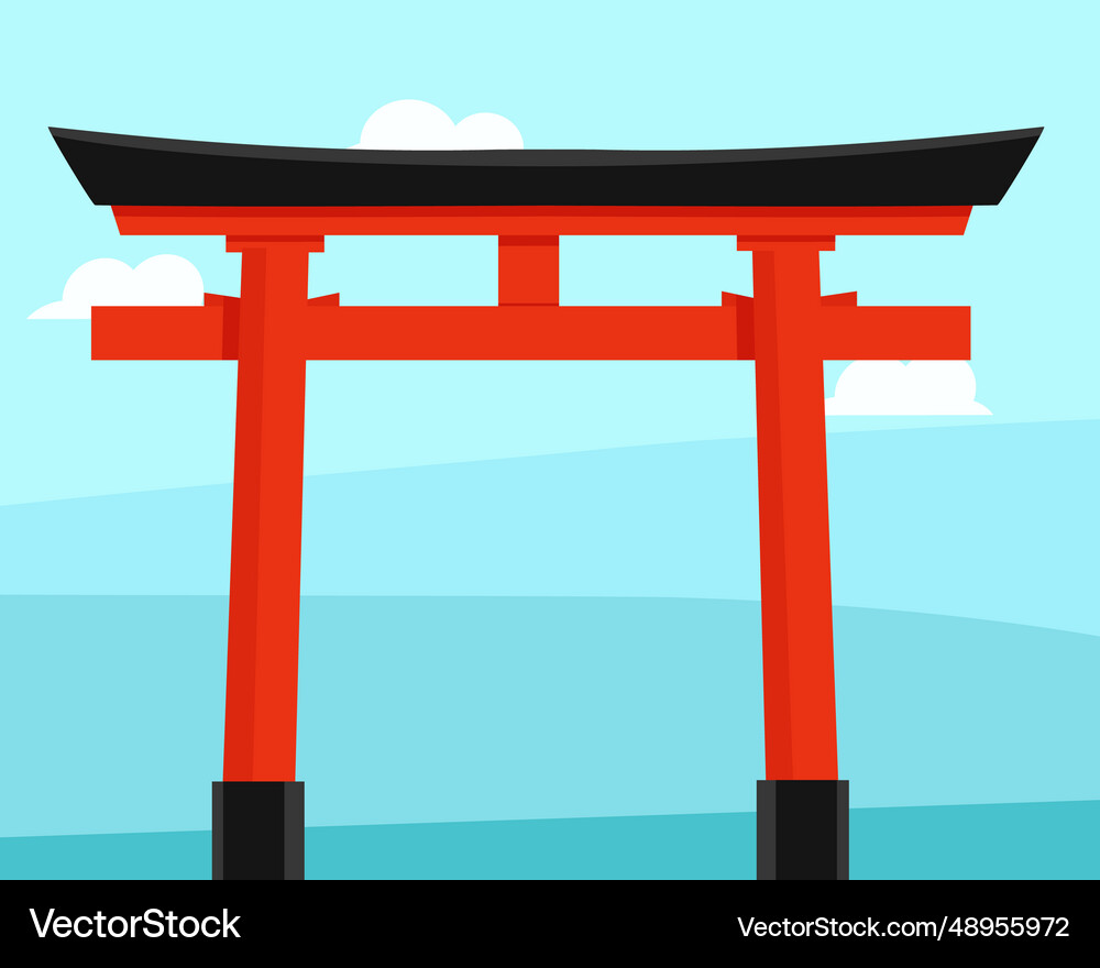 Japanese traditional red torii gate Royalty Free Vector