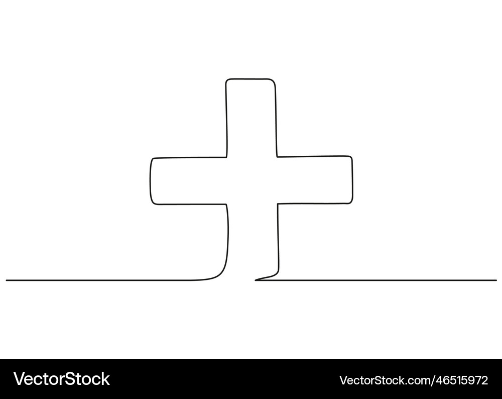 Medical cross one continuous art line drawing Vector Image