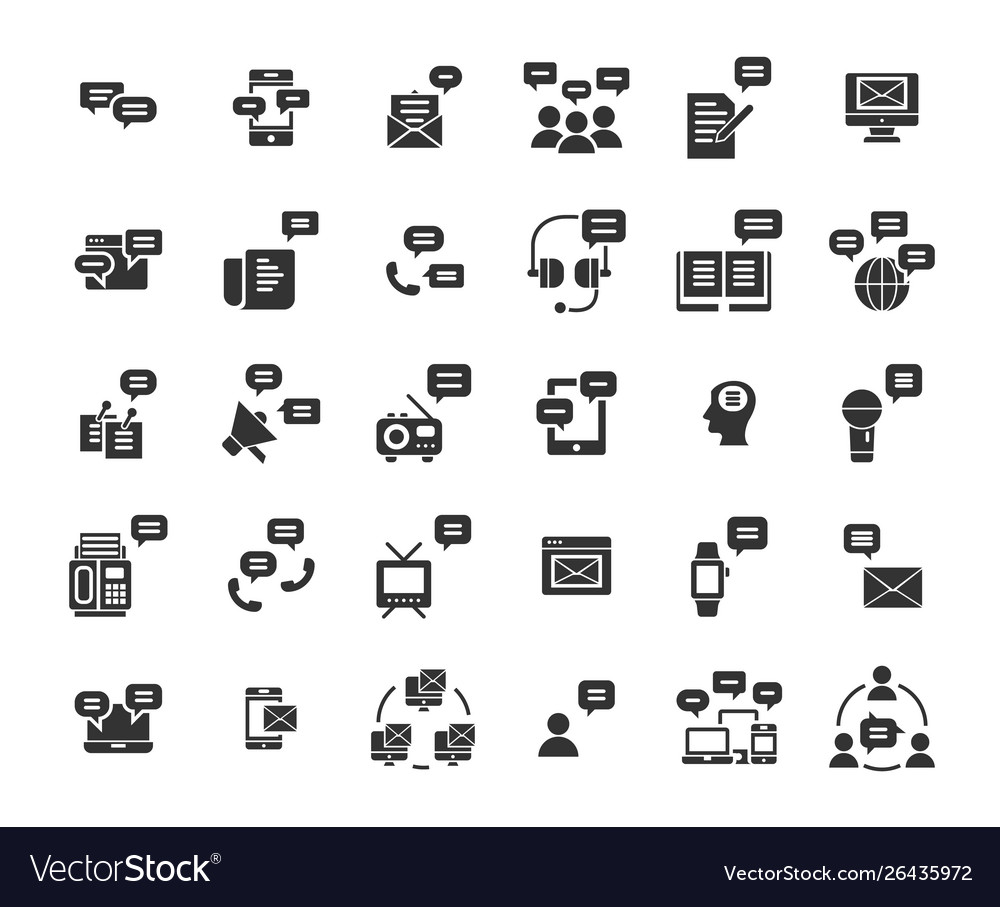 Message solid icon set Royalty Free Vector Image