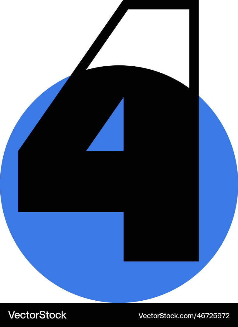 Number four or numeral with blue circle geometric Vector Image
