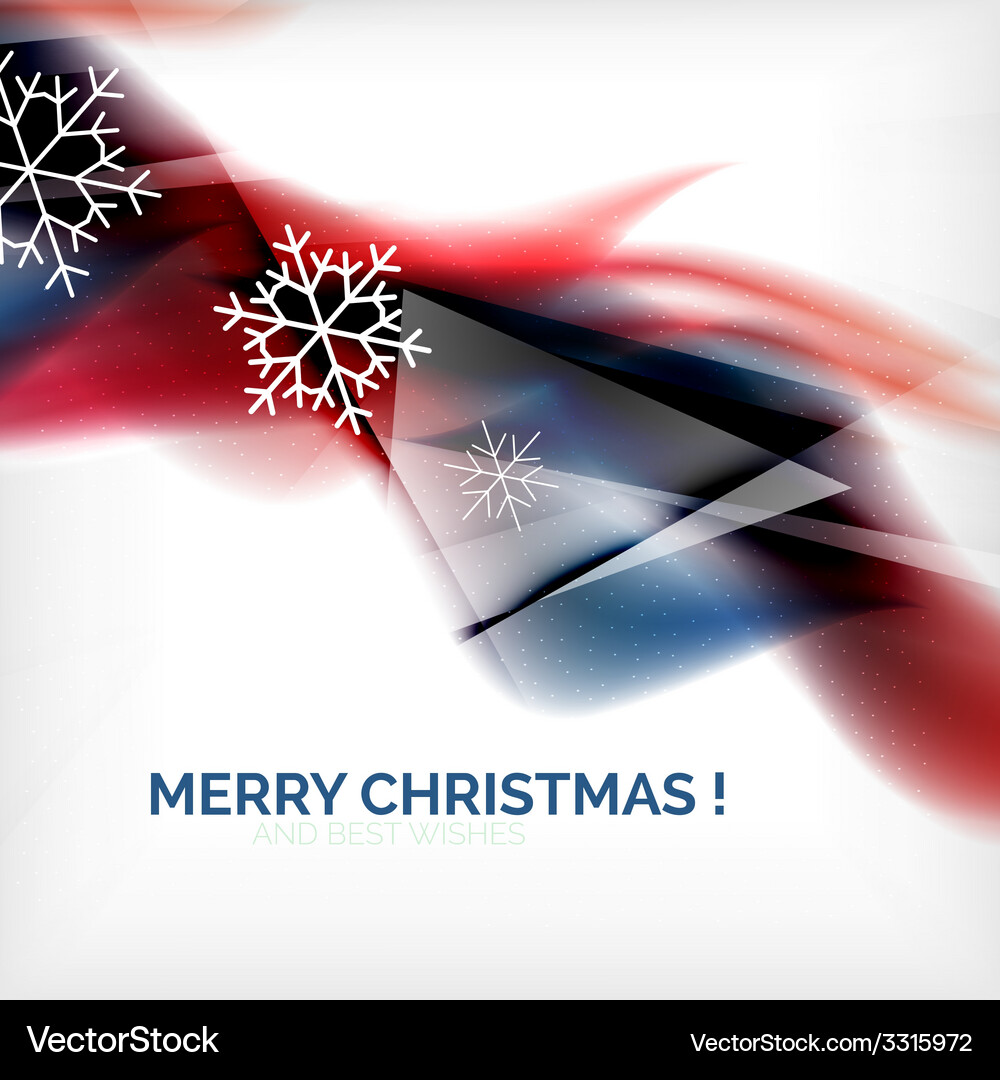 Red christmas blurred waves and snowflakes Vector Image