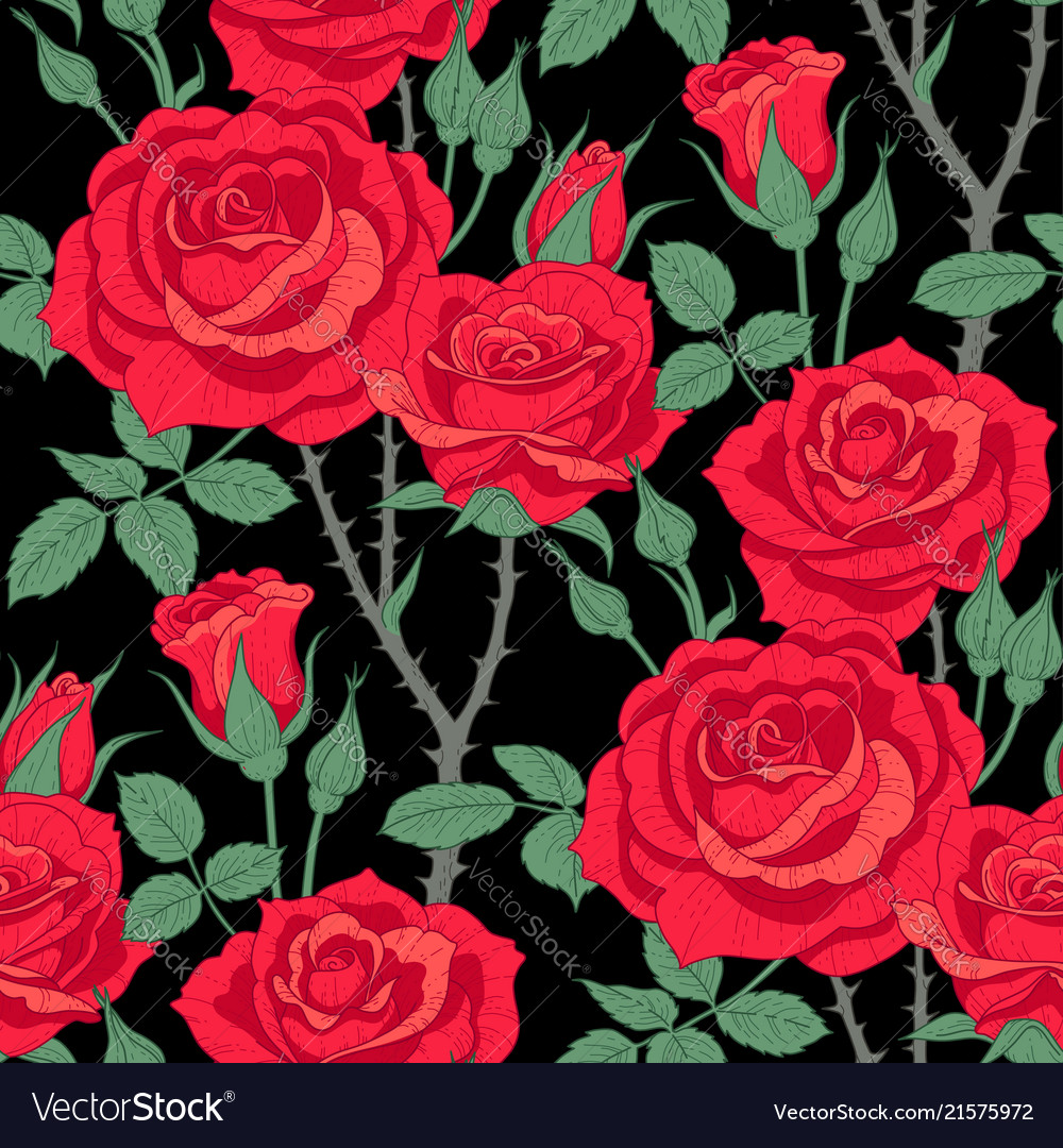 Red Roses Pattern Royalty Free Vector Image VectorStock