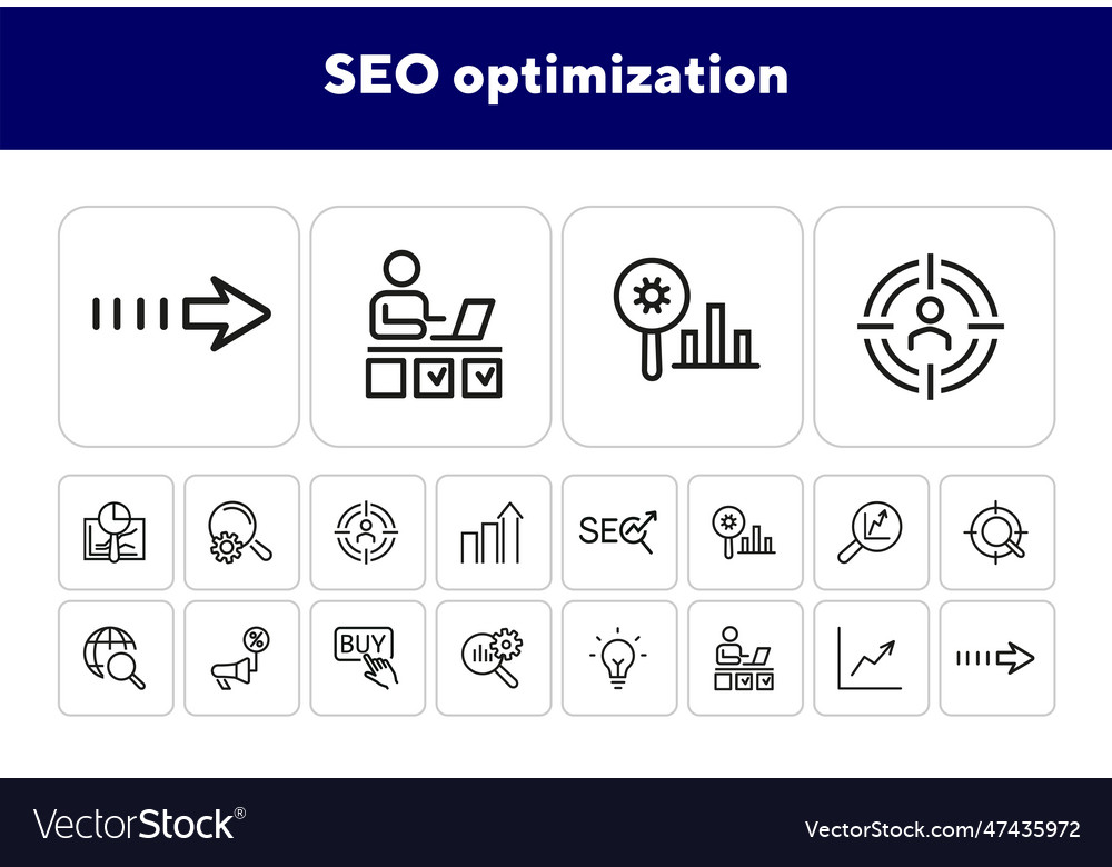 Seo optimization icons Royalty Free Vector Image