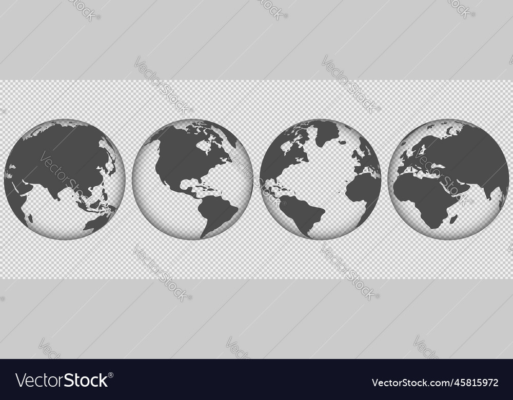 Set of transparent globes earth realistic Vector Image Set of transparent globes earth realistic Vector Image