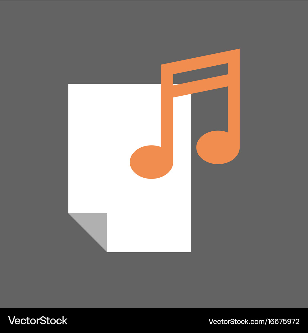 Sheet with note musical sign icon music file Vector Image