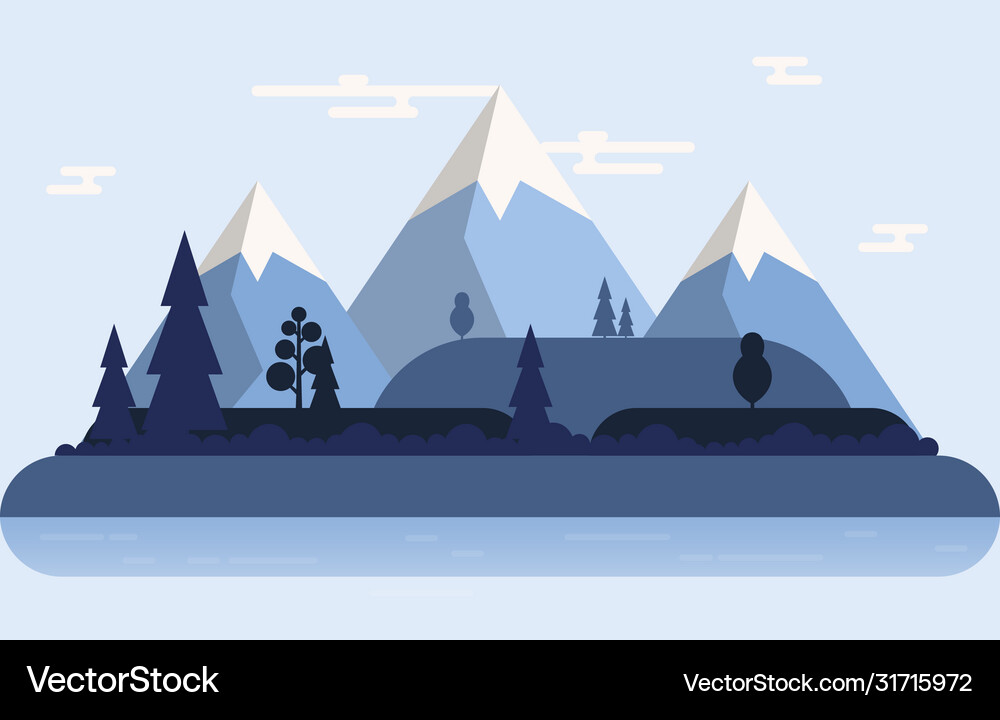 Simple calm mountain forest wild nature scene Vector Image