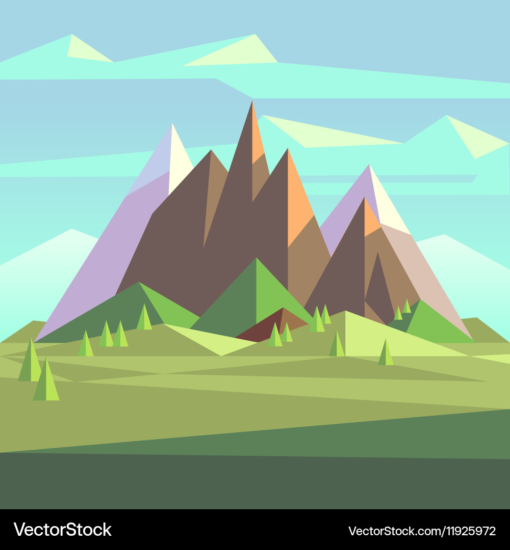 Snow rock mountains landscape in low poly Vector Image