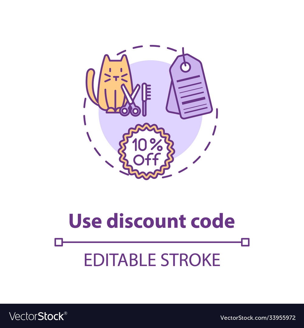 Use discount code concept icon Royalty Free Vector Image