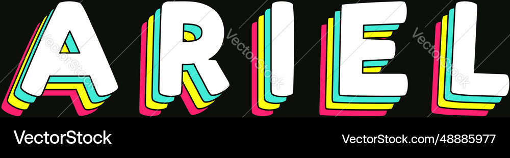 Ariel - retro rainbow typography faded style Vector Image