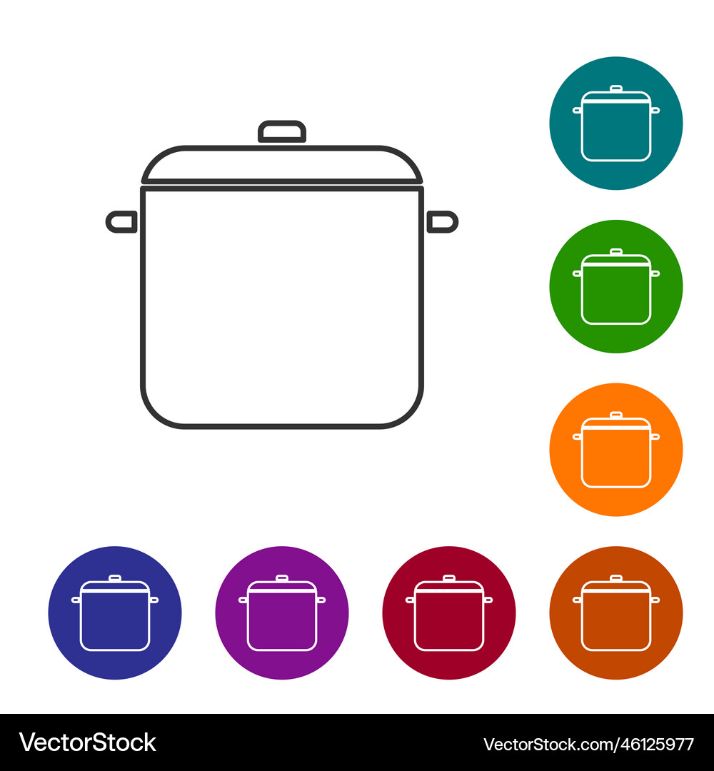 Black line cooking pot icon isolated on white Vector Image