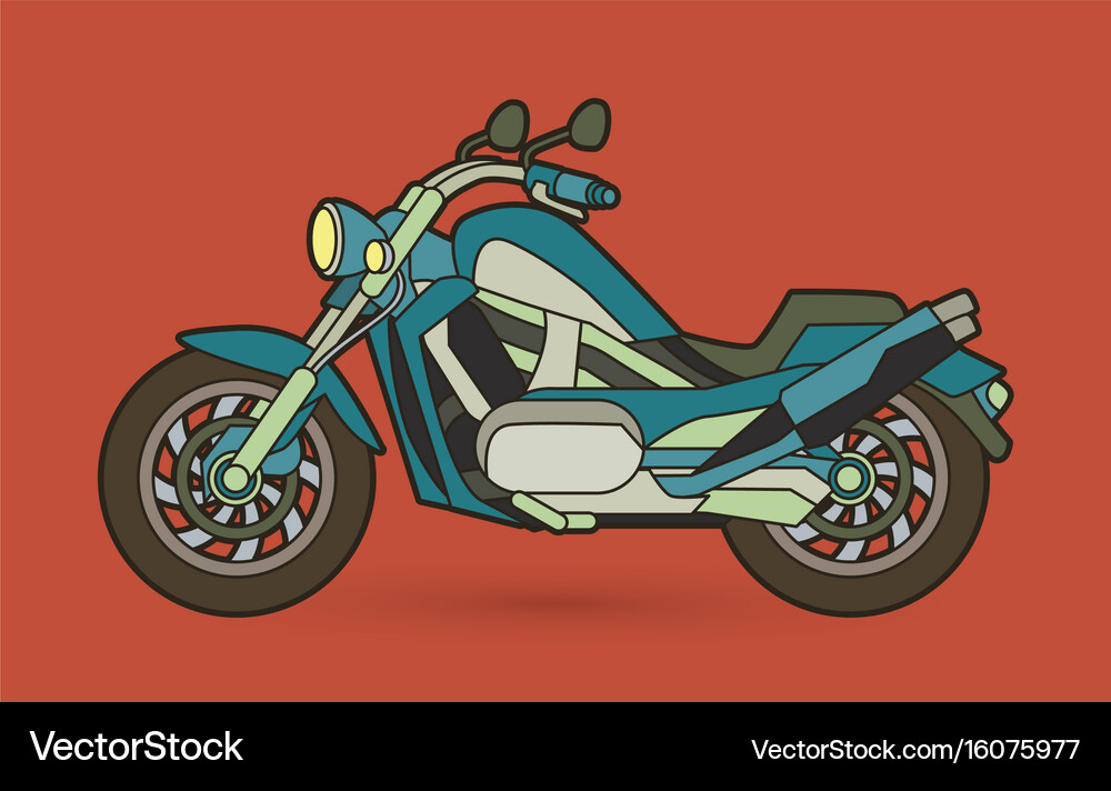Blue motorbike side view graphic Royalty Free Vector Image