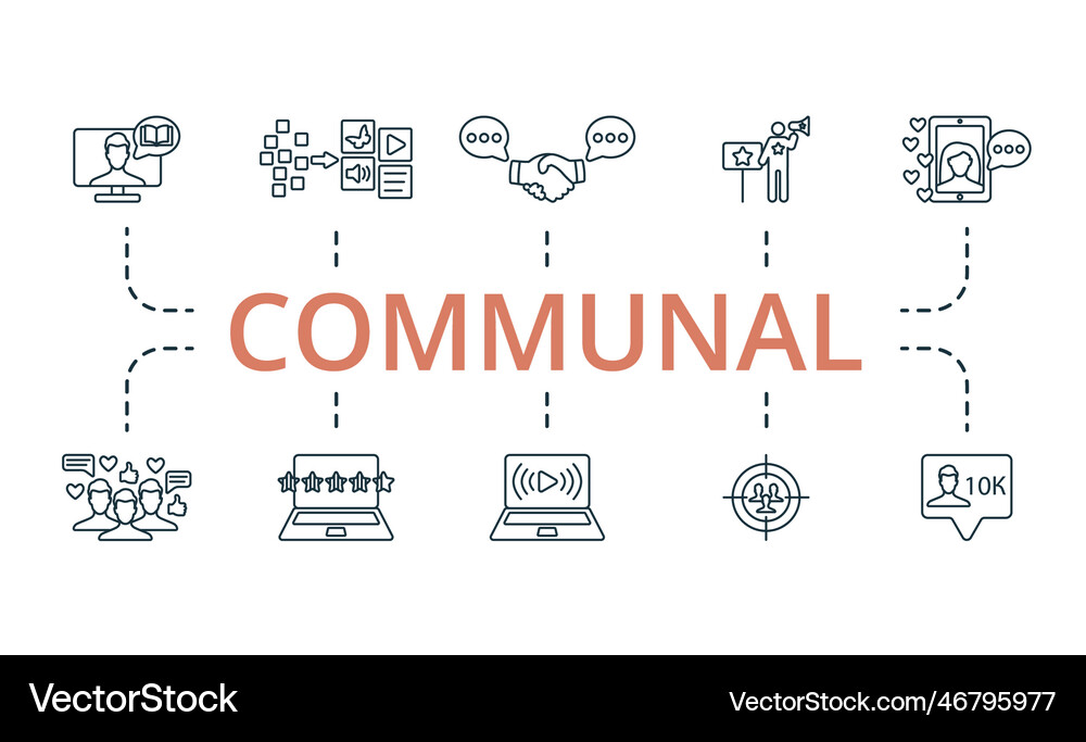 Communal outline set creative icons story telling Vector Image