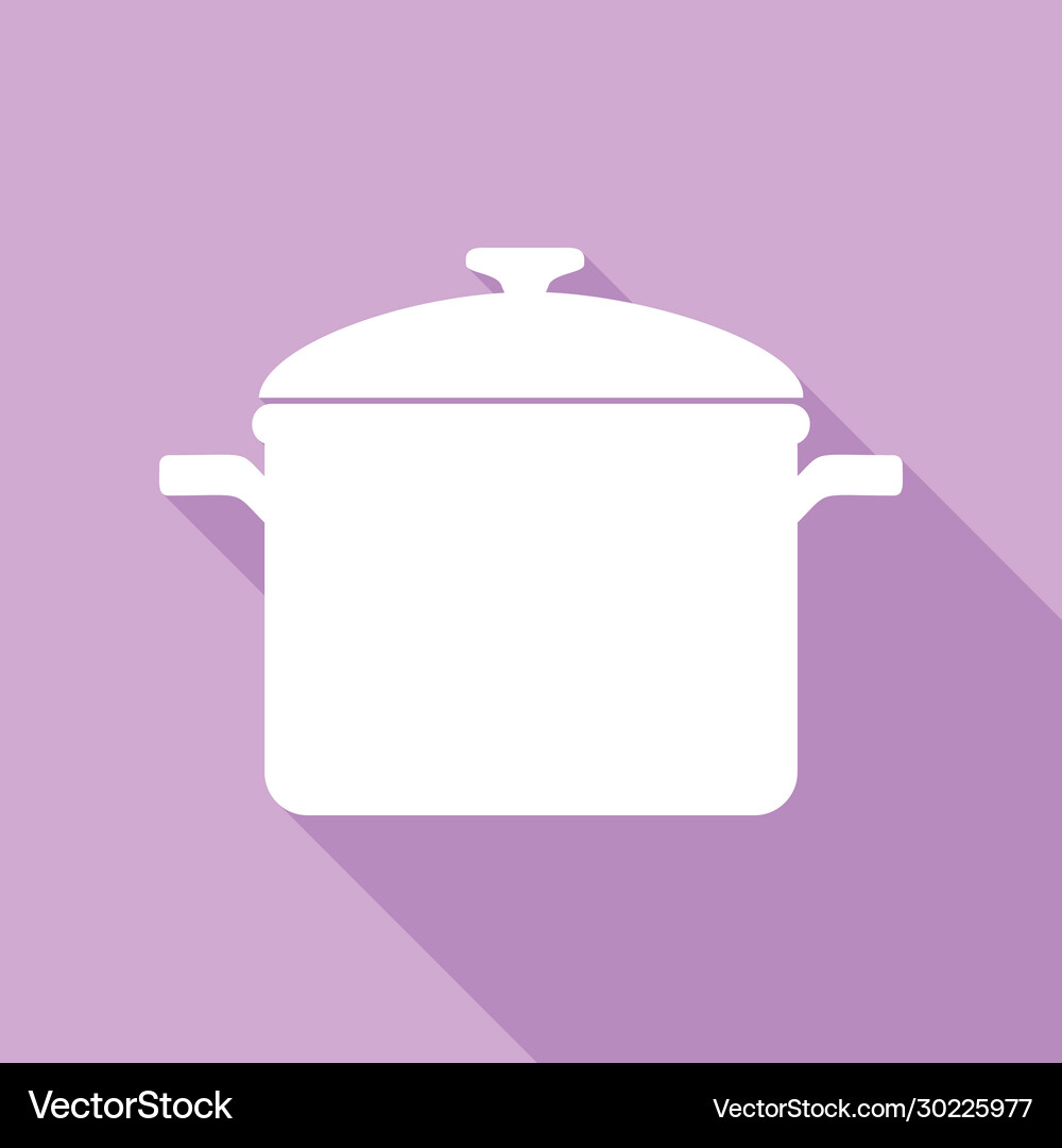 Cooking pan sign white icon with long shadow Vector Image