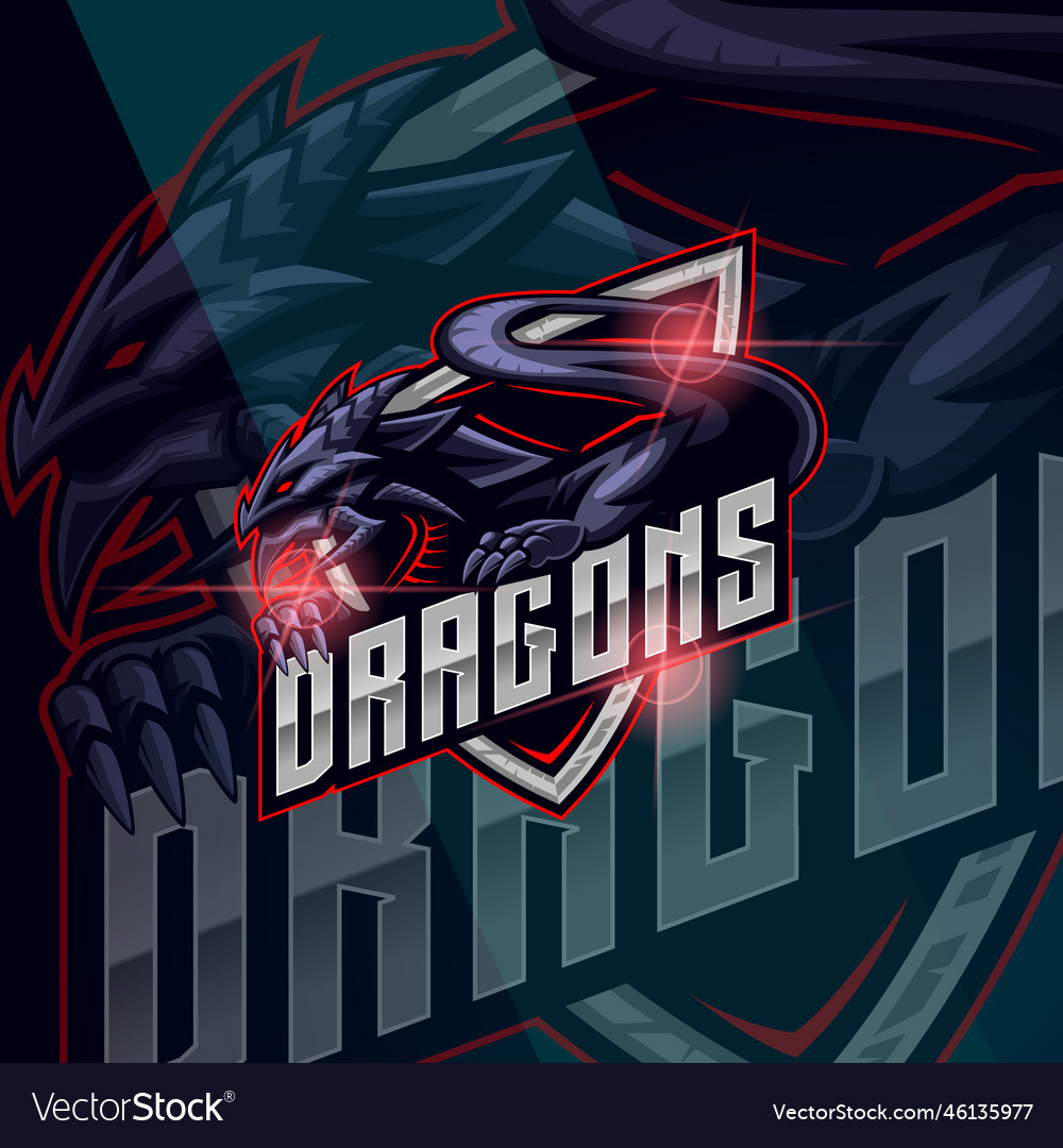 Dragon e-sport mascot logo design template Vector Image