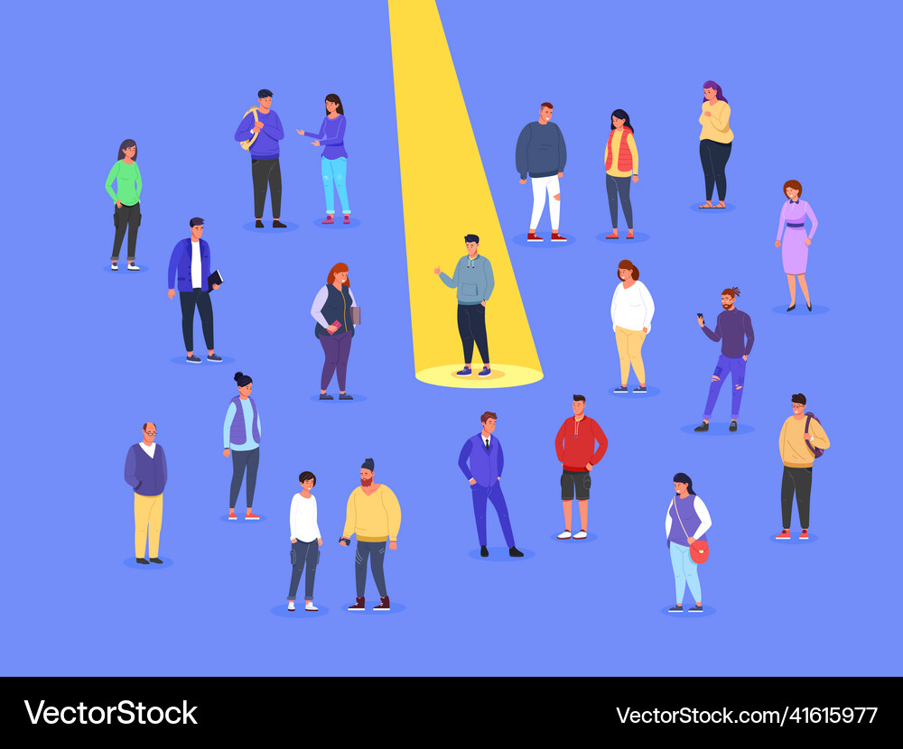 Employee in spotlight crowd recruiting success Vector Image