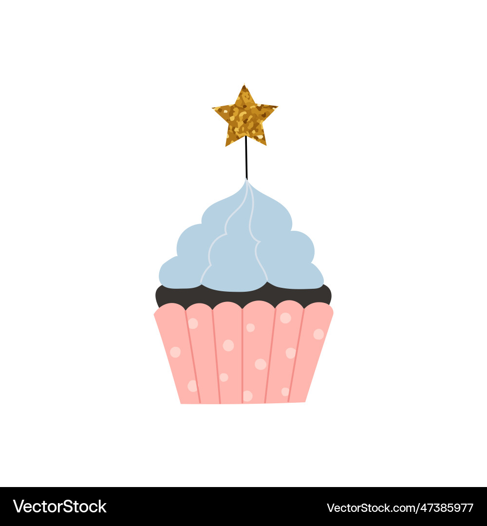 Festive cupcake with candle birthday wedding Vector Image