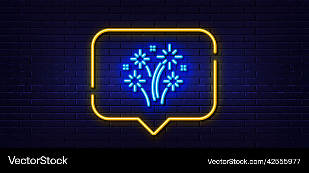 Fireworks line icon pyrotechnic salute sign neon Vector Image