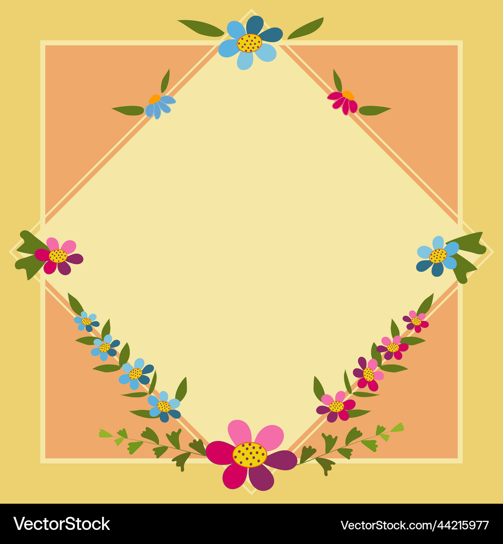 Frame with leaves and flowers around Royalty Free Vector
