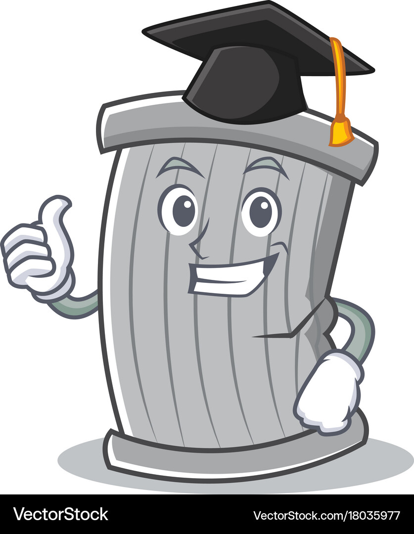 Graduation trash character cartoon style Vector Image