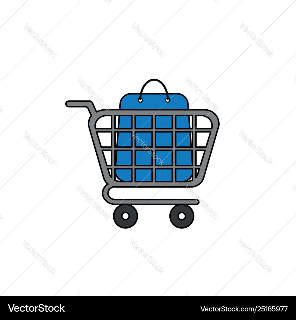 Icon concept shopping bag inside cart Royalty Free Vector