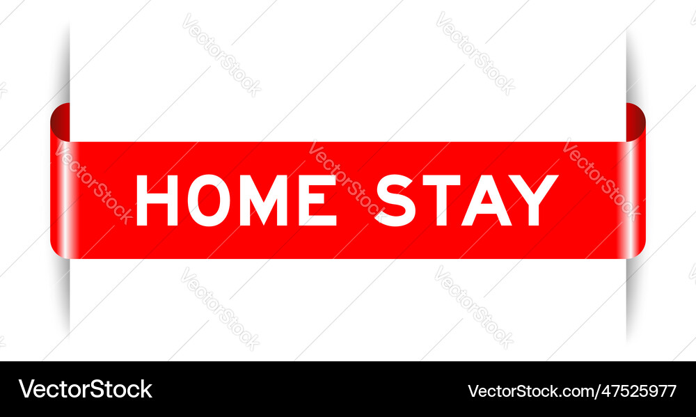 Red color inserted label banner with word home Vector Image