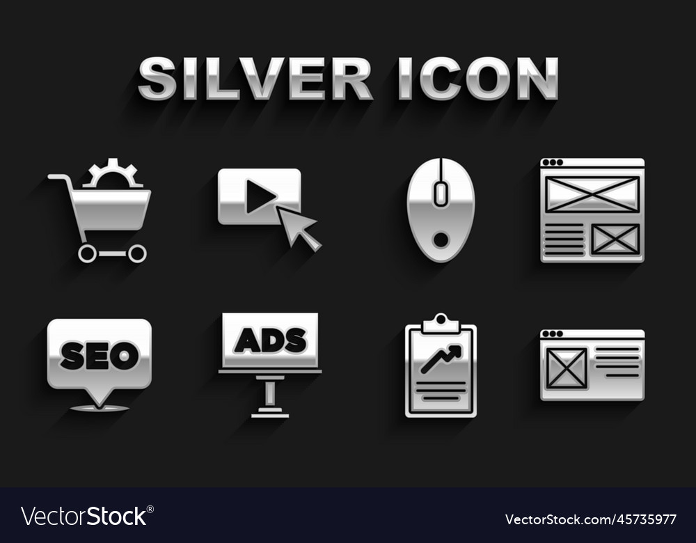 Set advertising browser window clipboard Vector Image Set advertising browser window clipboard Vector Image
