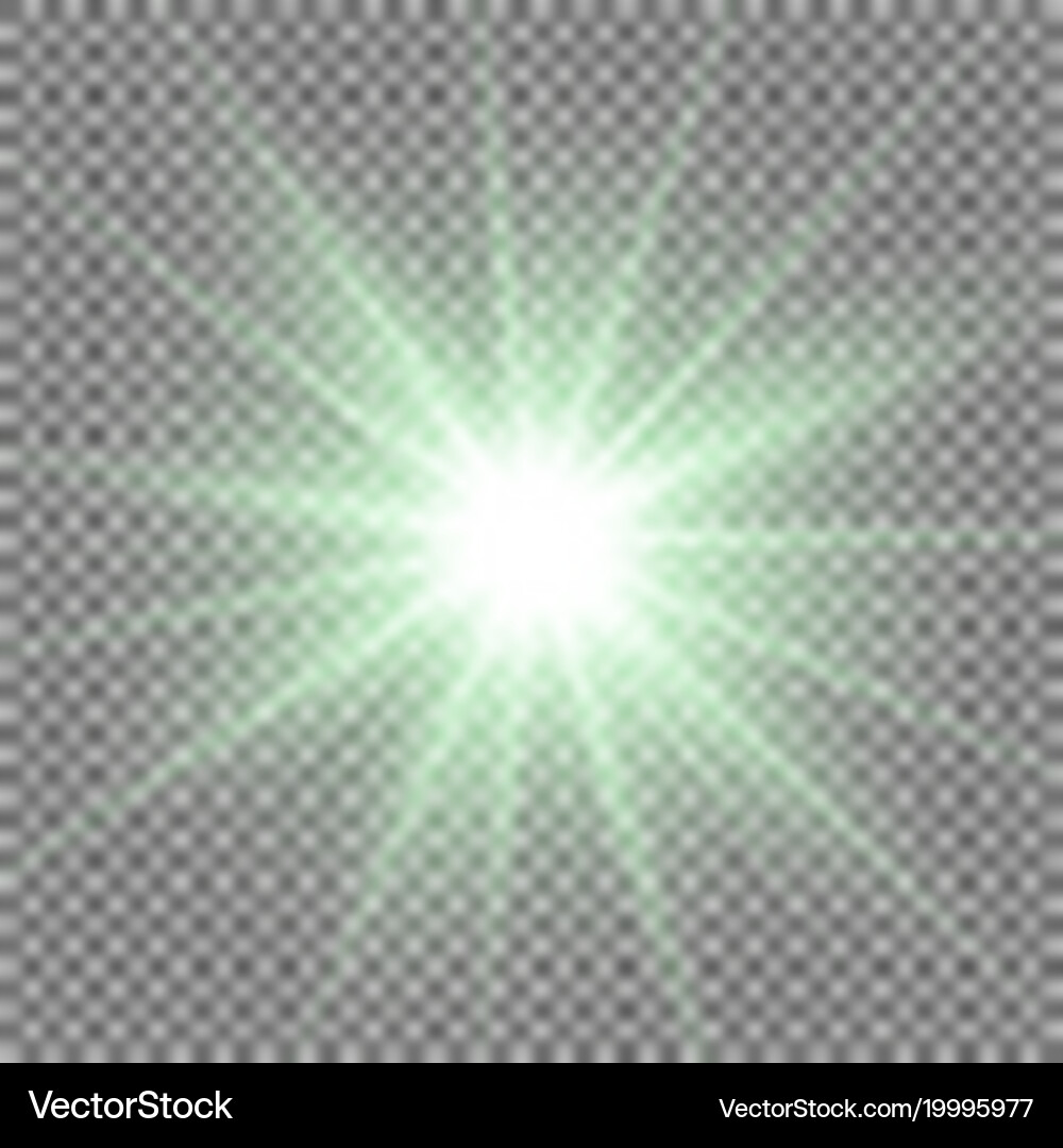 Shining star on transparent background green color
