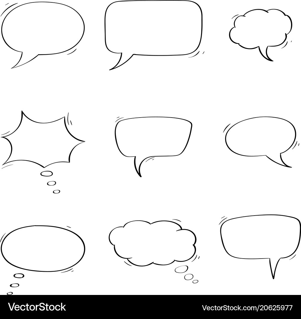 Speech bubbles chat symbols outline icons Vector Image