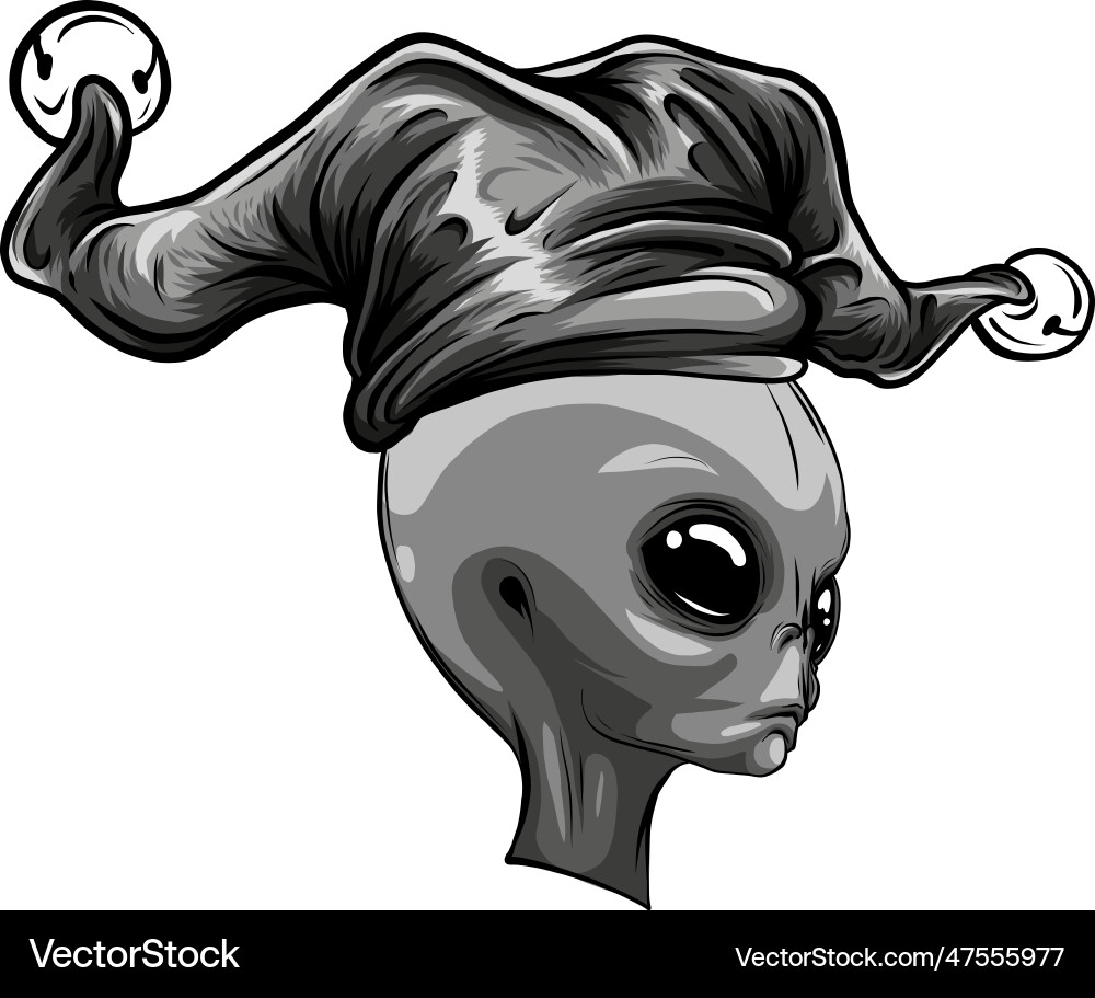 Vintage monochrome alien face concept isolated Vector Image
