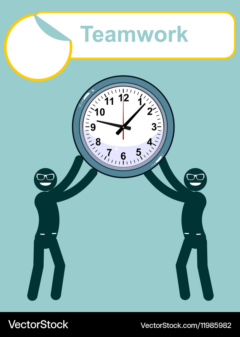 Abstract businessman holding timeteamwork Vector Image