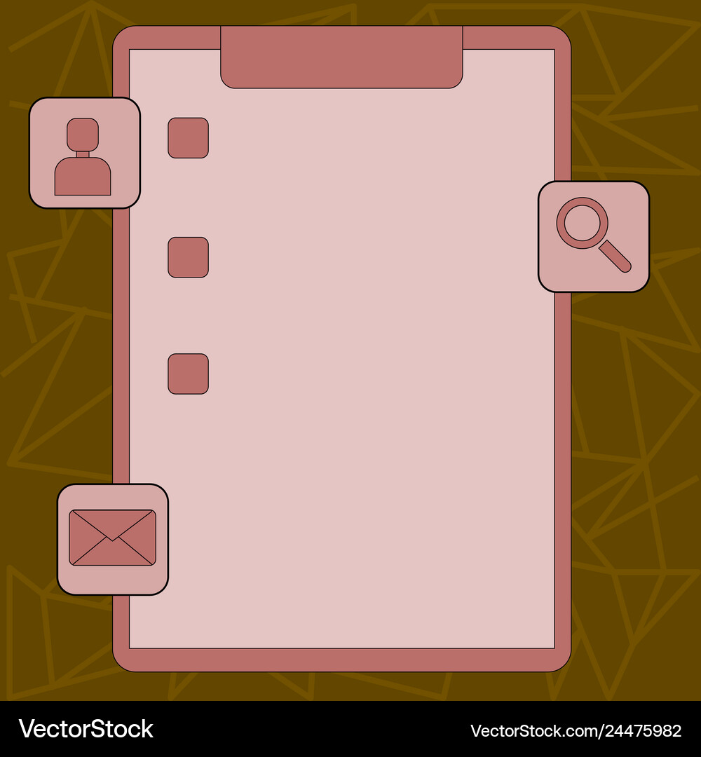 Colorful clipboard with tick box and three apps Vector Image