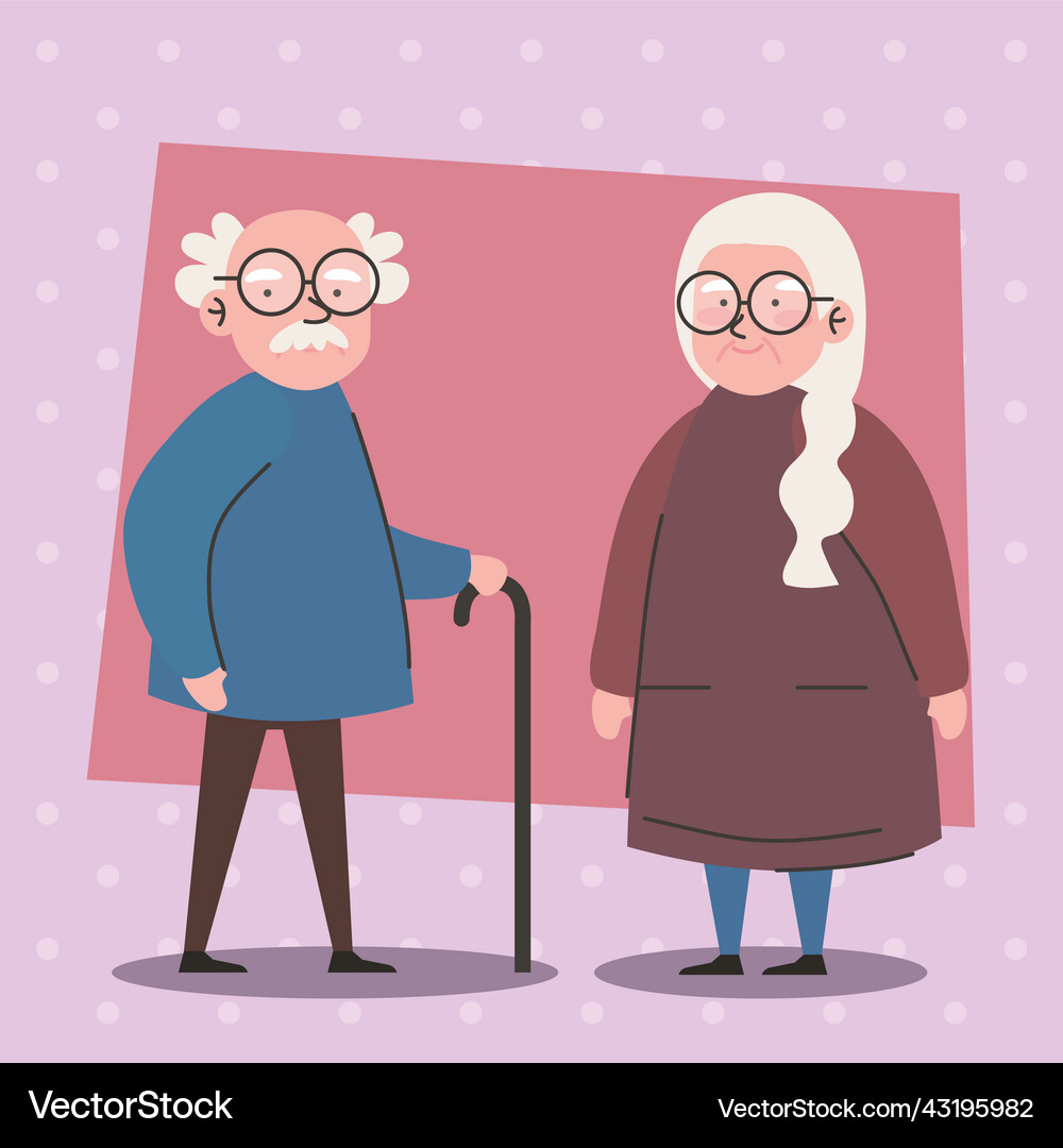 Grandparents couple standing Royalty Free Vector Image