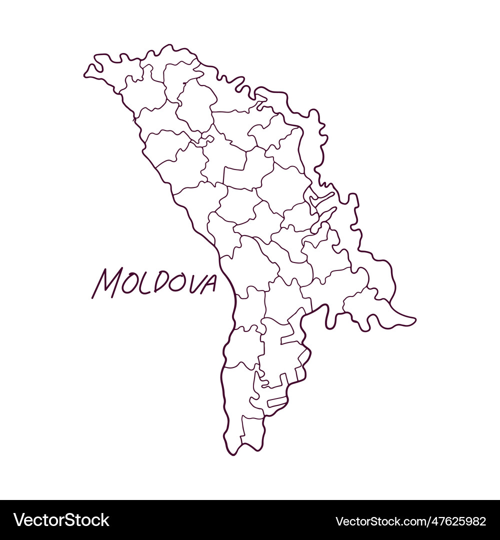 Hand drawn doodle map of moldova Royalty Free Vector Image