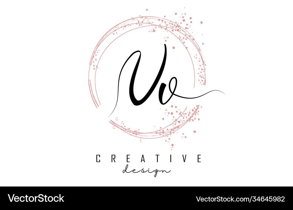 Handwritten vv v letter logo with sparkling Vector Image