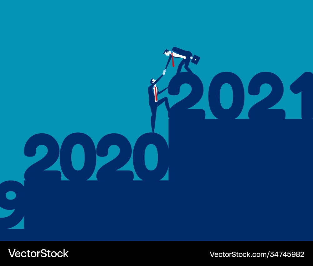 Helping each other go up to 2021 together Vector Image