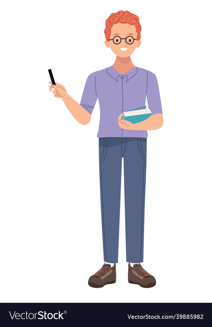 Male teacher with book Royalty Free Vector Image